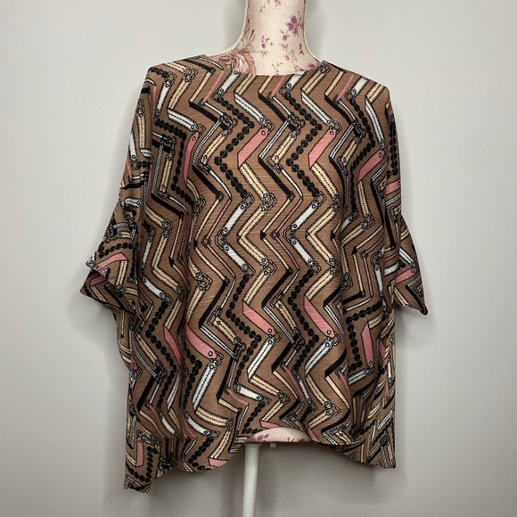 Tops | Accordion Pleat Top 197s Pattern Batwing Sleeves Wide Drapey ...